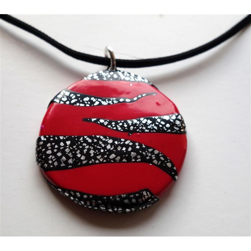 Collier zèbre rouge - Claire Alacoque